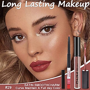 2pcs Matte Light Rosey Nude Lip Liner and Lipstick Makeup Set, Liquid Lipstick 24H and Lip Liner Set Matt Ink Liquid Lips Make Up Waterproof Long Lasting High Impact Color Seductress (#29)