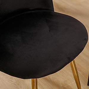 ZH4YOU Swivel Dining Chairs Set of 4, Modern Kitchen Dining Room Chairs with Gold Legs, Black Velvet Accent Side Chair for Living Room/Bedroom/Office