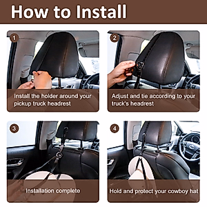 Wuidail Cowboy Hat Rack for Your Vehicle, Cowboy Hat Holder for Trucks, Cowboy Hat Hanger Keep Your Hat Securely, Hat Hanger for Truck Headrest,Brown