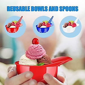 Gigicloud 20 Pcs Baseball Helmet Ice Cream Bowls, 8 oz Helmet Snack Bowl Mini Plastic Sundae Helmets Shaped Dessert Bowl Kids Baseball Ice Cream Hats with 50 Disposable Scoops