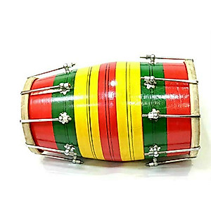 Generic IndienKultur Musical Instrument Wooden Nut & Bolt Small Size 12 Inch Baby Dholak For Kids