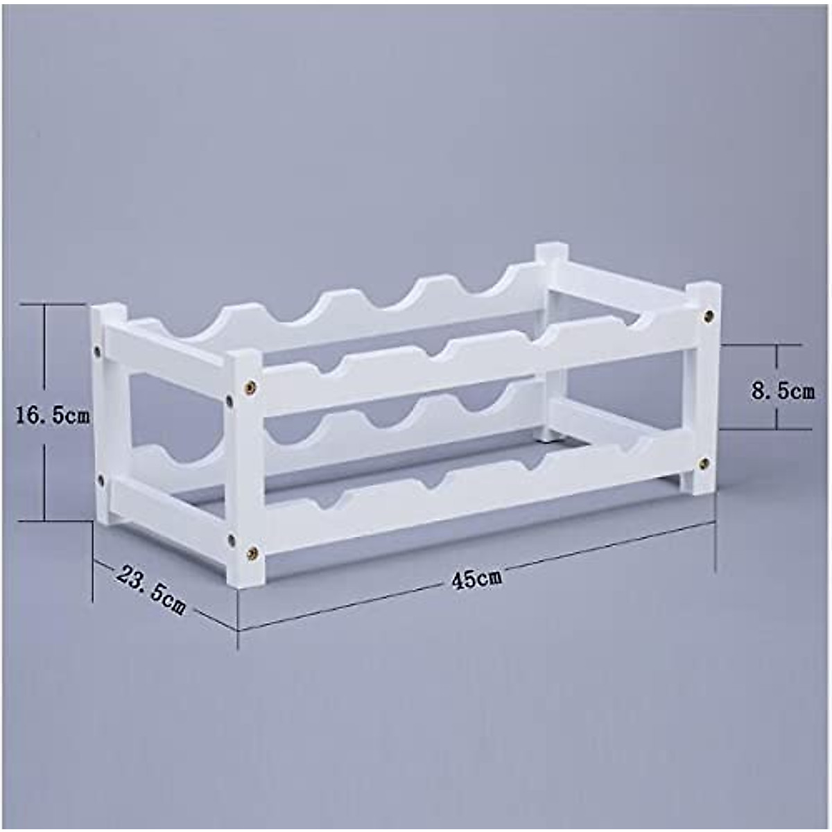 Kework 8 Bottles Wine Rack, 2 Tier Bamboo Wine Display Rack, Tabletop Wine Rack, Desktop Countertop Free Standing Wine Storage Shelf (8-Bottle & White)