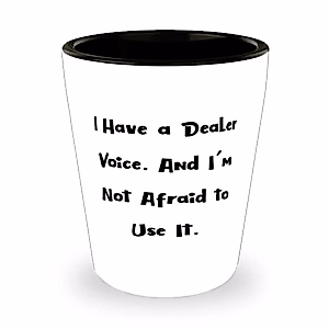 Sarcastic Dealer Shot Glass, I Have a Dealer Voice. And I'm Not Afraid, For Coworkers, Present From Coworkers, Ceramic Cup For Dealer