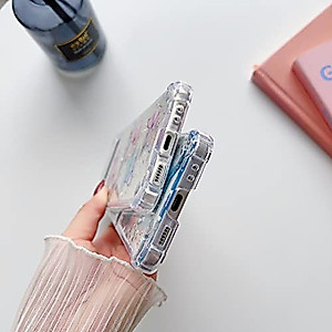 MUNDULEA Compatible Samsung Flip 4 Case Clear Women Girls Pink Butterfly Stars Sparkle Glitter Anti-Scratch Shockproof Soft TPU Phone Cases for Samsung Galaxy Z Flip 4 (Butterfly Pink)