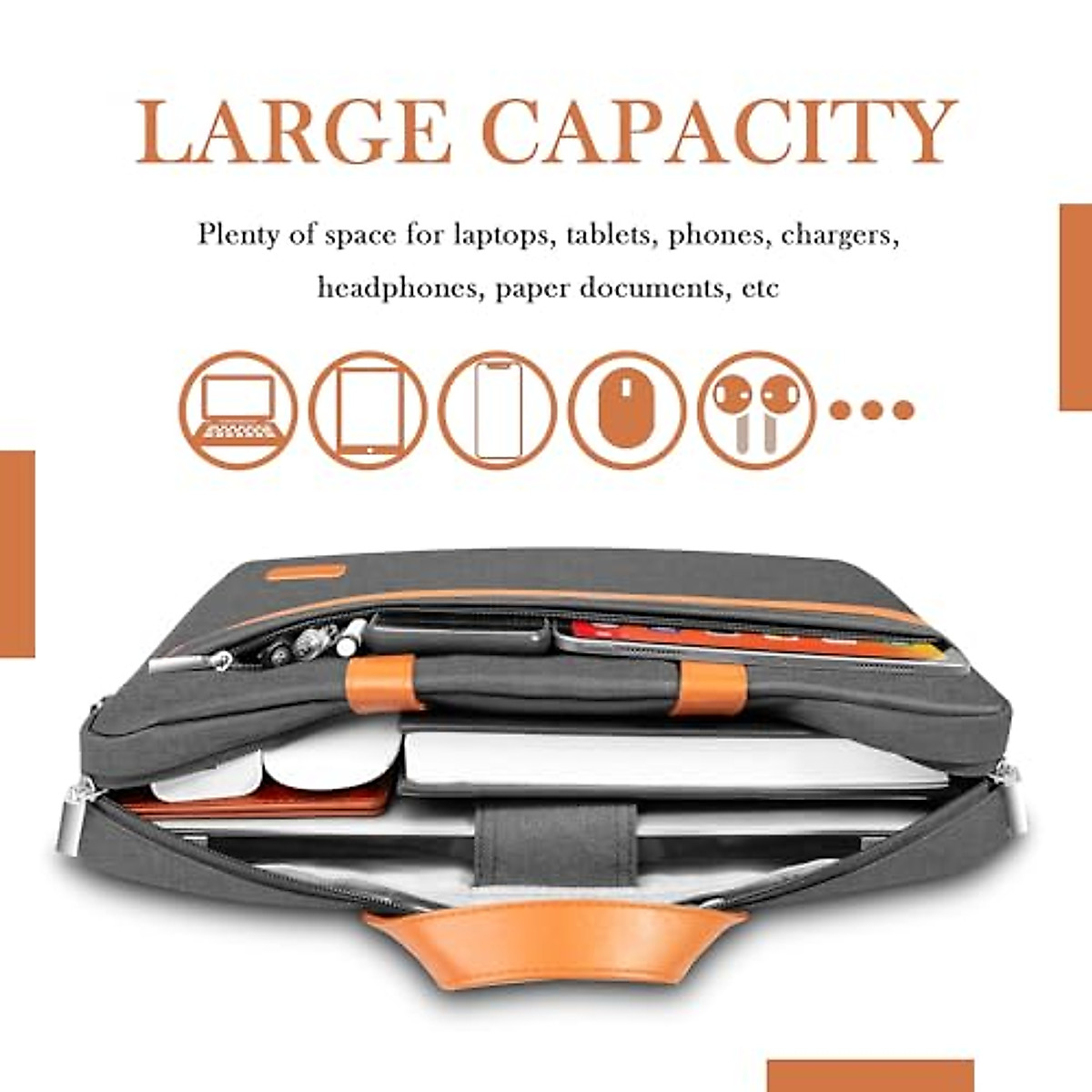 Ferkurn Laptop Bag Case Women Men Computer Bag for HP Envy Pavilion Omen/MSI/LG Gram/Dell Inspiron XPS/Lenovo Thinkpad/ASUS/Acer, Shoulder Messenger Bag Strap Carrying Briefcase, Grey, 15 15.6 Inch