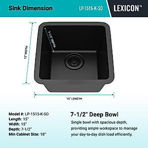 15" x 15" Quartz Kitchen Sink, Single Bowl Kitchen Sink, bar sink,Drop in Kitchen Sink, Granite Composite Kitchen Sink, Undermount Sink, Galaxy Black kitchen Sink, LP-1515-K-SO