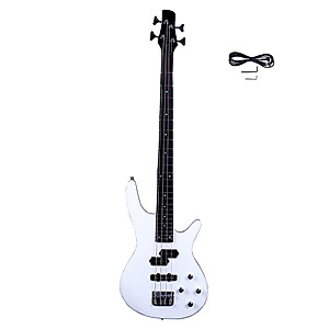Exquisite Stylish IB Bass Guitar with Power Line and Wrench Tool (White)