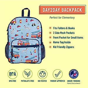 Wildkin Day2Day Kids Backpack Bundle with Lunch Box Bag (Firefighters)