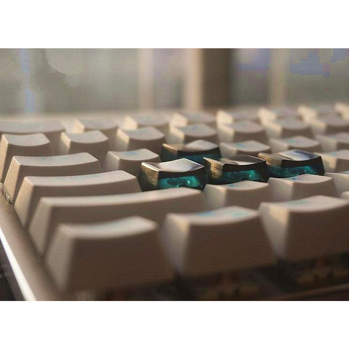 Handmade R4/ECS Keycap Resin Solid Wood Shine Through Backlit Key Cap OEM Profile for Cherry MX Mechanical Keyboard Gaming Replacement (Ebony)