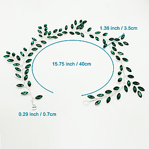 BETITETO Wedding Bridal Hair Vine Green Rhinestone Headband Hair Piece Accessories for Women Girls Party Photoshoot