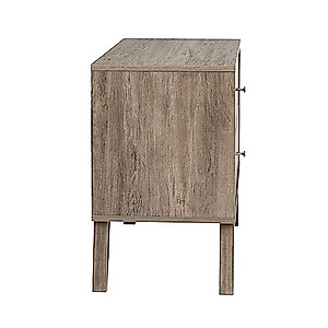 Prepac Milo Mid-Century Modern 2 Drawer Nightstand, Bedside Table, Contemporary Bedroom Furniture, 16"D x 25"W x 25"H, Drifted Gray