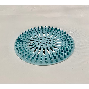 Drain Strainer Hair and Debris Catcher Set Shower and Sink Drain 4 Pack, 5.12” *5.12” *0.48”, White, Blue, Pink, Dark Gray