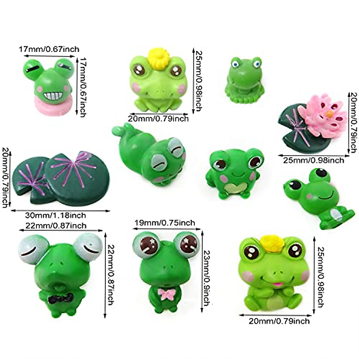 HONBAY 11PCS Resin Frog Miniature Figurines Cute Frog Cake Topper Mini Frog Animals Model Moss Landscape Terrarium Crafts for Garden Home Decoration (11 Styles)