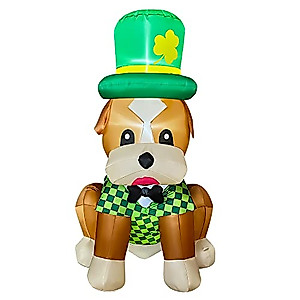 SEASONBLOW 5 Ft LED Light Up Inflatable St. Patrick's Day Bulldog Shar Pei Dog Decoration for Home Yard Lawn Garden Indoor Outdoor