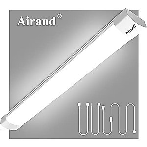 Airand LED Shop Lights for Garage with Plug, Waterproof Linkable LED Tube Light 5000K Under Cabinet Lighting,3600 LM LED Ceiling and Closet Light 36W, Corded Electric with ON/Off Switch