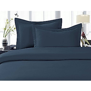 Elegant Comfort Elegance Linen 1500 Thread Count Wrinkle Resistant Ultra Soft Luxurious Egyptian Quality 3-Piece Duvet Cover Set, Full/Queen, Navy Blue