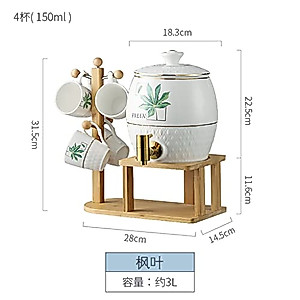 EVANEM Ceramic Cold Kettle Large Capacity Cold Kettle with Faucet Set Summer Refrigerator Tea Bucket (Color : E, Size : As the picture shows)