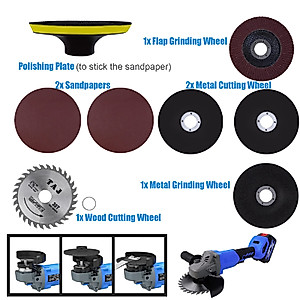 Cordless Angle Grinder 4.5 Inch, 10000 RPM, with 3000mAh Battery, Grinding Wheel, Cutting Wheels, Side Handle, Goggles, Storage bag, Lightweight Compact Electric Grinder for Cutting Grinding