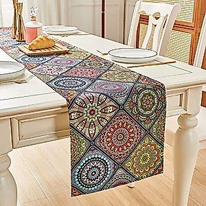 LilyCat Boho Bohemian Table Runner 72 inches Long, Vintage Farmhouse Table Runners for Coffee Table Dining Room Table Bedroom Party Holiday 13 x 72 inches