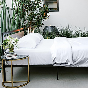 Jennifer Adams 400 Thread Count 3 Piece Cotton Sateen Duvet Cover and Sham Set (Queen/Full, White)