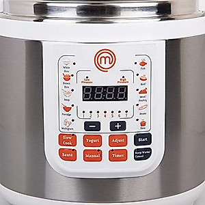 MasterChef 13-in-1 Pressure Cooker- 6 QT Electric Digital Instant MultiPot w 13 Programmable Functions- High and Low Pressure Slow Non-Stick Pot Cooking Warmer Options, LED Display, Delay Timer, Rice