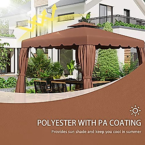 Outsunny 9.8' x 9.8' Gazebo Replacement Canopy, Gazebo Top Cover with Double Vented Roof for Garden Patio Outdoor (TOP ONLY), Coffee