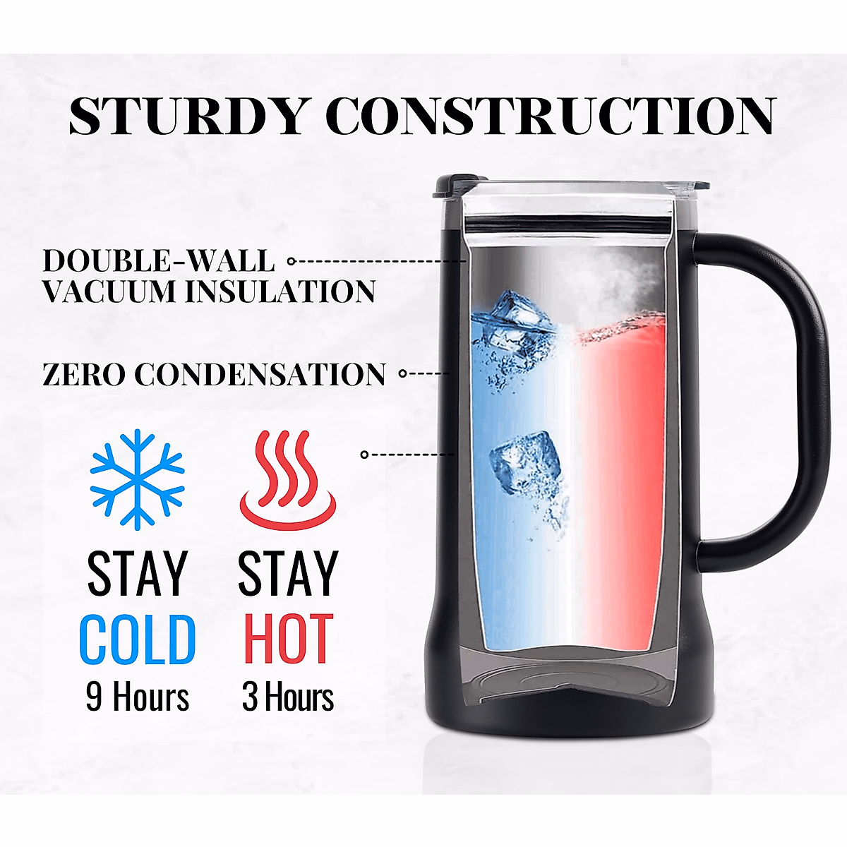 Onebttl Personalized Travel Mug with Handle, Beer Stein for Men, Funny Custom Alcohol Gifts for Beer Lovers, Unique Birthday Christmas Gifts for Him, the Man the Myth the Legend, D