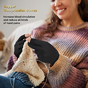 ITHW Copper Arthritis Gloves for Hand Pain Relief, Rheumatoid Osteoarthritis, Swelling, Carpal Tunnel, Compression Gloves for Arthritis for Men and Women (M)
