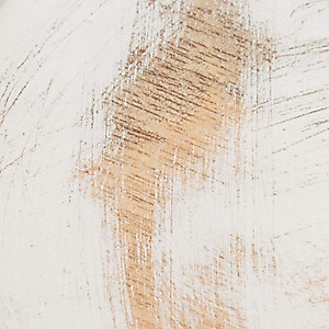 Mud Pie 47100002 Farmhouse Washed Beaded Wood Pedestal Paper Towel Holder, 16" x 6" Dia, White, Grey