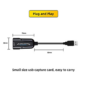HDMI Audio Video Capture Device -Stream and Record in 1080p30 - HDMI to USB2. 0 USB Video Recorder Game Capture Card for Laptop High Definition Acquisition, Live Broadcasting