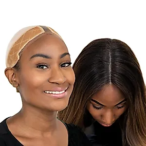 MILANO COLLECTION Lace Wig Grip Cap for Women, Adjustable Wig Caps for Women Non Slip with Headband to Secure Lace Top Perfectly in Place, One Size Fits All, Nude