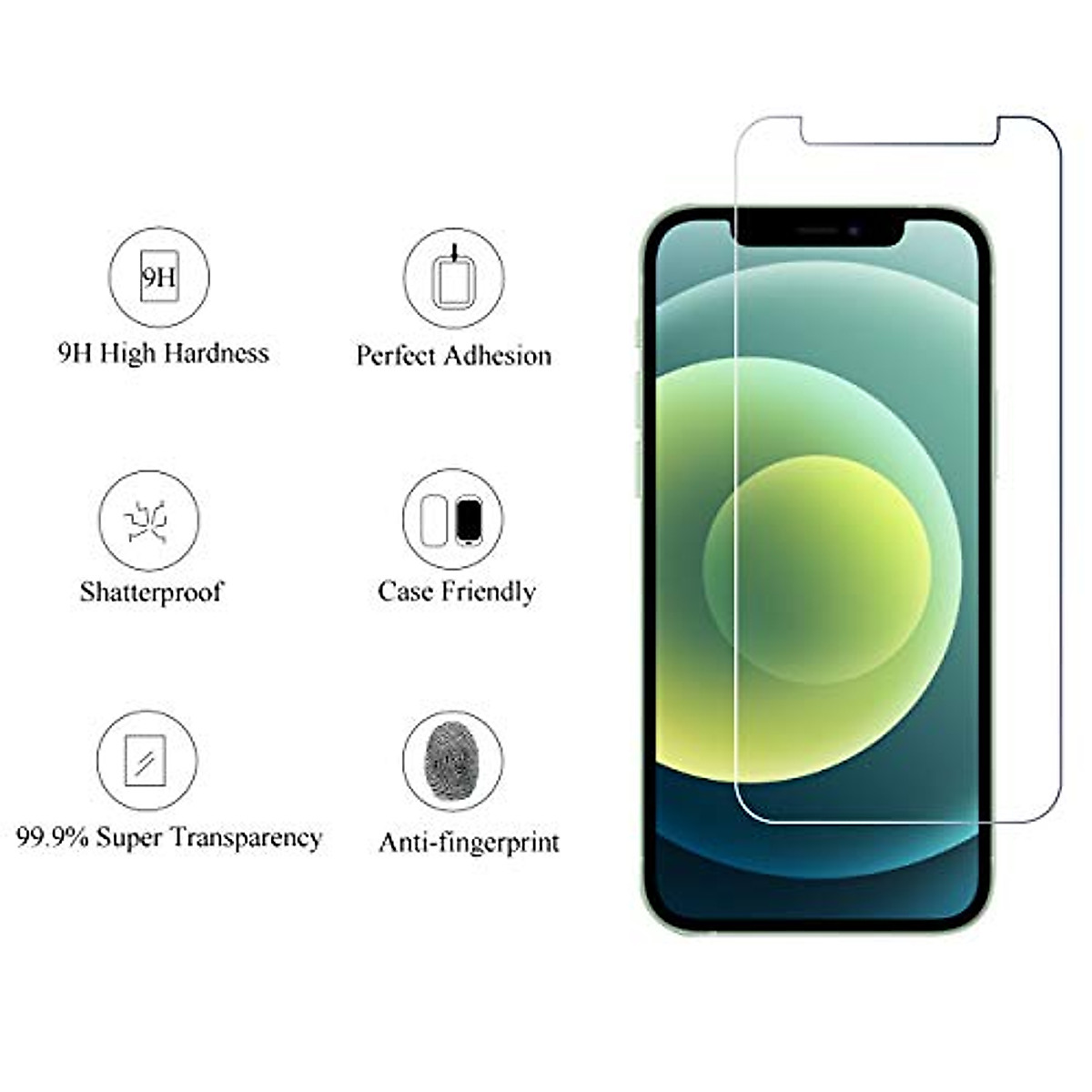 Ailun 2 Pack Screen Protector for iPhone 12 Mini [5.4 inch] with 2 Pack Tempered Glass Camera Lens Protector,Tempered Glass Film,[9H Hardness]-HD