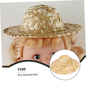 HOOTNEE 8pcs Braided Straw Hat Mini House Adornment Model Doll Top Hat Mini DIY Top Hat Small Hat DIY Prop Mini Hat Small Top Hat Creative Hat Ornament DIY Woven Straw Hat Small Hats Decor