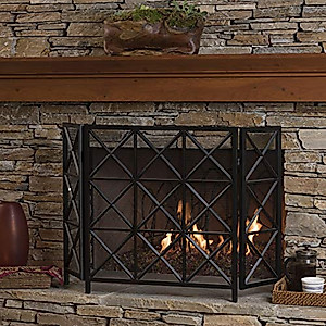 Christopher Knight Home Margaret 3 Panelled Iron Fireplace Screen, Black