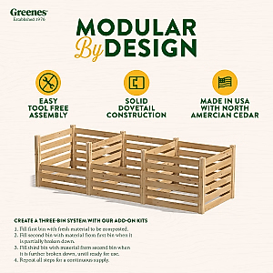 Greenes Fence Cedar Wood Composter, 48" L x 48" W x 31" H / 309.17 gallons - Made in USA with North American Cedar