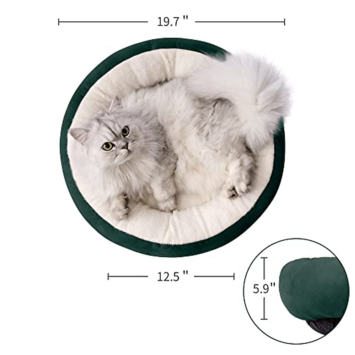 Love's cabin Round Donut Cat and Dog Cushion Bed, 20in Pet Bed for Cats or Small Dogs, Anti-Slip & Water-Resistant Bottom, Super Soft Durable Fabric Pet beds, Washable Luxury Cat & Dog Bed Green