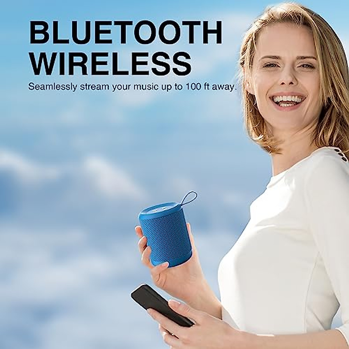 MEGATEK Portable Bluetooth Speaker, Loud HD Sound and Well-Defined Bass, IPX5 Waterproof, up to 10 Hours of Play, Aux Input, Wireless Speaker with Clip for Home, Outdoor and Travel (Teal)