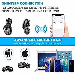 Erligpowht Bluetooth 5.0 Wireless Earbuds with 2000mAh Charging Case Stereo Headphones 90Hours Continuous Playback in Ear Built in Mic Headset Premium Sound with Deep Bass for Sport