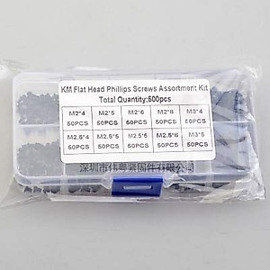 Replacement Part for M.C 500Pcs M2 M2.5 M3 KM Screw Flat Head Screws Laptop Notebook Screws Set Kit for Computer Small Screw