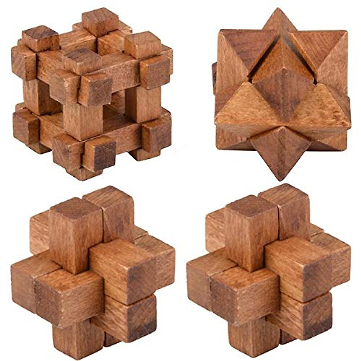 Mini Wooden Brain Teaser 3-D Puzzles 1.75” – 8 pk - Party Favors, Stocking Stuffers, Goody Bags, Classroom Prizes