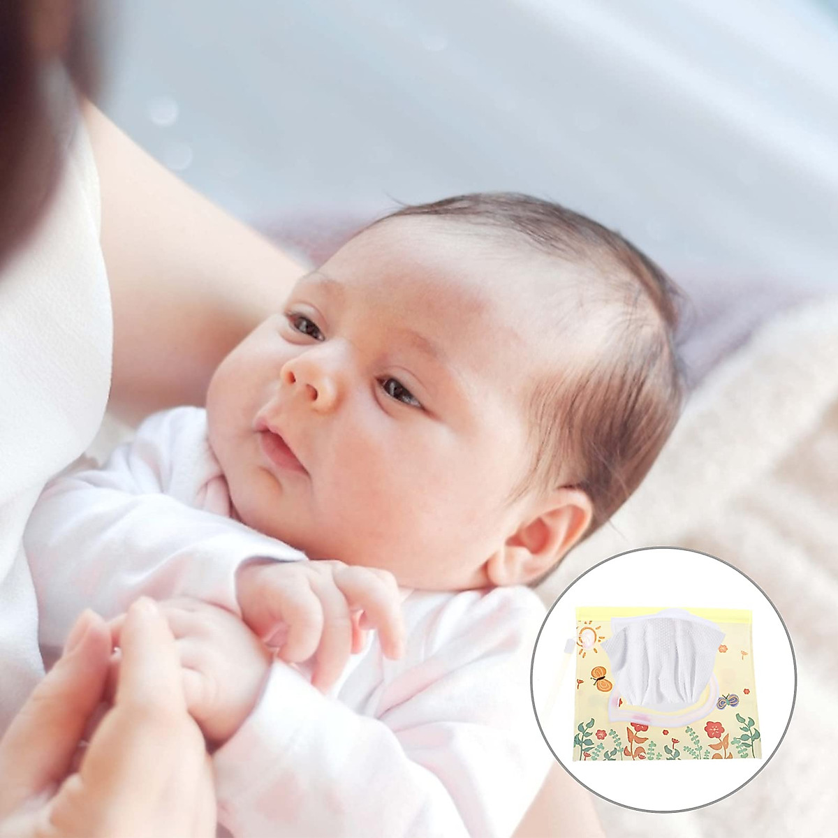 Toyvian Portable Wet Wipe Pouch: 4 Pieces Flower Pattern Wipe Dispenser Container- Refillable Reusable Baby Travel Diaper Wipe Carrying Case Holder