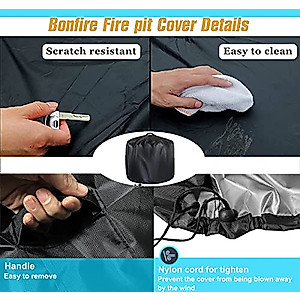 Fire Pit Cover for Stove Bonfire,22" D x 14" H Round Fire Bowl Cover Heavy Duty Waterproof, Outdoor Patio Firepit Table Cover, 420D Suitable for Camping Fire Pit Accessories, Draw Rope Windproof