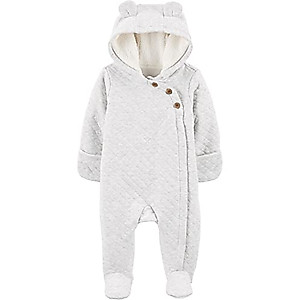Carter's Baby Quilted Hooded Bunting, Pram, Light Grey, Newborn