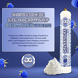Galaxy Gas Blue Raspberry Flavor,Whipped Cream Dispenser Cartridge Tank, Nitrous Oxide 1.2L 740 Gram, Whipped Cream Tank, N2O Tank, 1 Cylinder