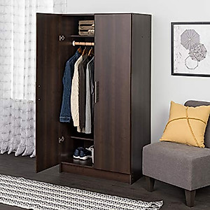 Prepac Elite 2 Door Wardrobe Cabinet, 32" W x 65" H x 20" D, Espresso