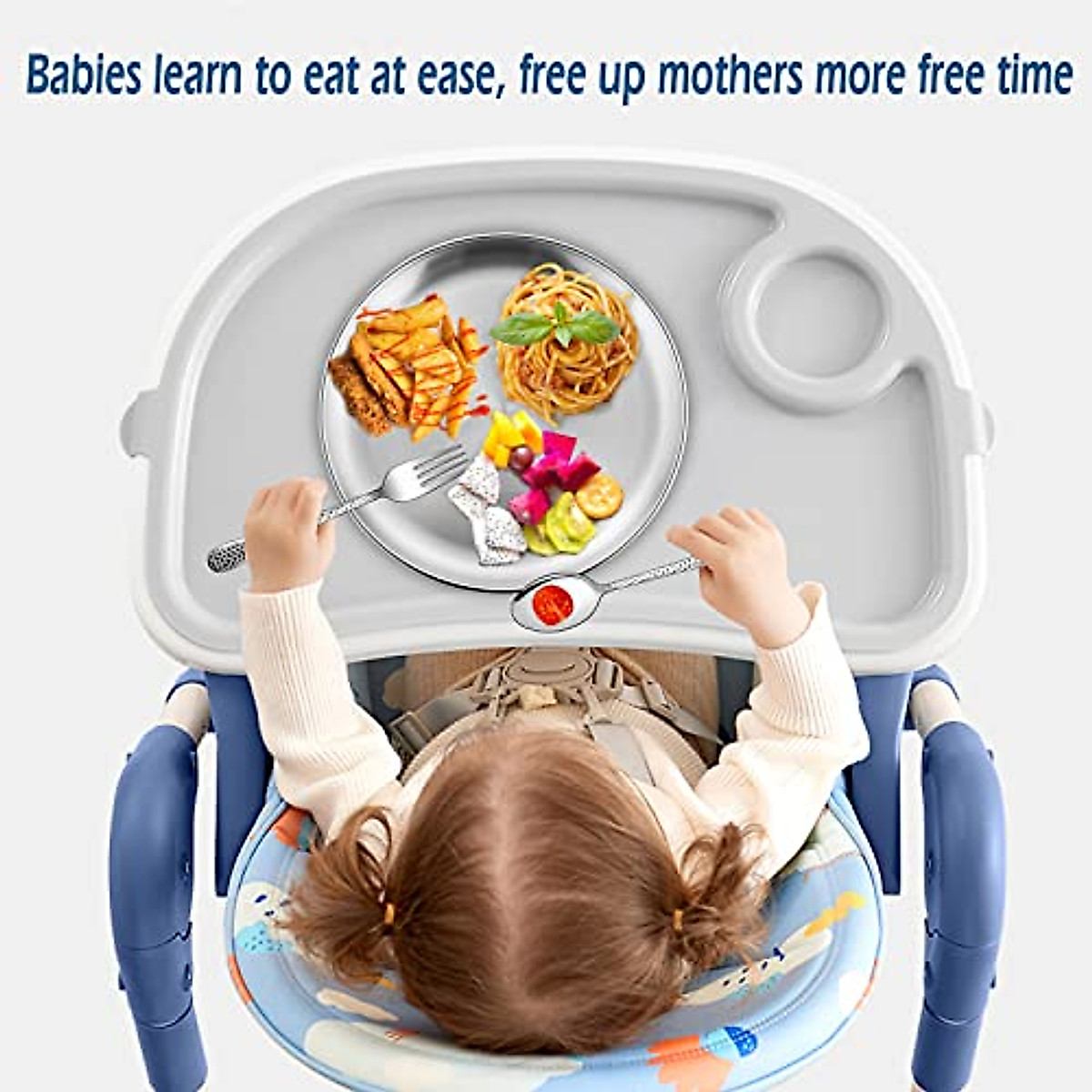 HaWare 6-Piece 18/8 Stainless Steel Plates, Metal 304 Dinner Dishes for Kids Toddlers Children, 10 Inches Feeding Serving Camping Plates, Reusable and Dishwasher Safe