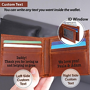Personalized Leather Wallet for Men, Christmas for Men,Him, Custom Name Wallets, Customazible Gift for Husband, Dad, Boyfriend, Him, Men Gifts for Anniversary, Birthday, Wedding, Fathers Day