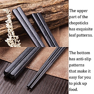 Chopsticks Reusable Fiberglass Chopsticks with Holder Chinese Japanese Gift Set Chopsticks Set Dishwasher Safe Alloy Chopsticks + Ceramic Cute Panda Chopstick Rest (2 Pairs - Panda)