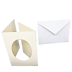 Cross Stitch Aperture Greeting Card Set with White Envelopes, Set of 30-10 White, 10 Ivory & 10 Parchment Color with 'Needleworker' Sticker