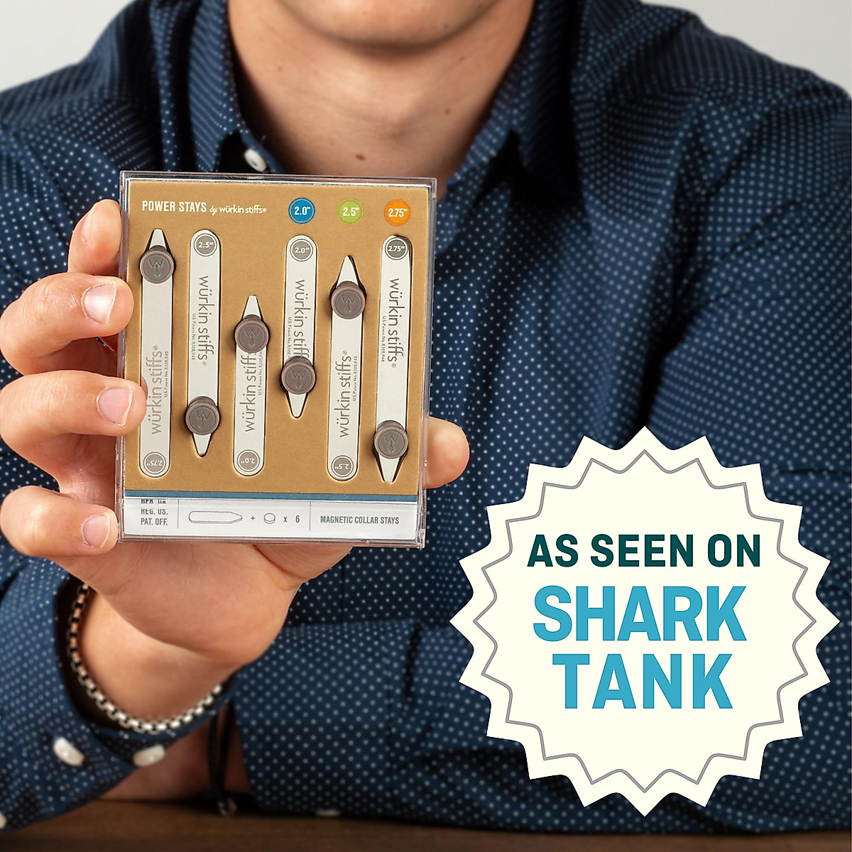 Würkin Stiffs 3-Pair Power Stays Magnetic Collar Stays 3 Pair, 3 Sizes | Includes (2) 2.0” Power Stays, (2) 2.5” Power Stays and (2) 2.75” Power Stays | Gift for Men | As Seen on Shark Tank